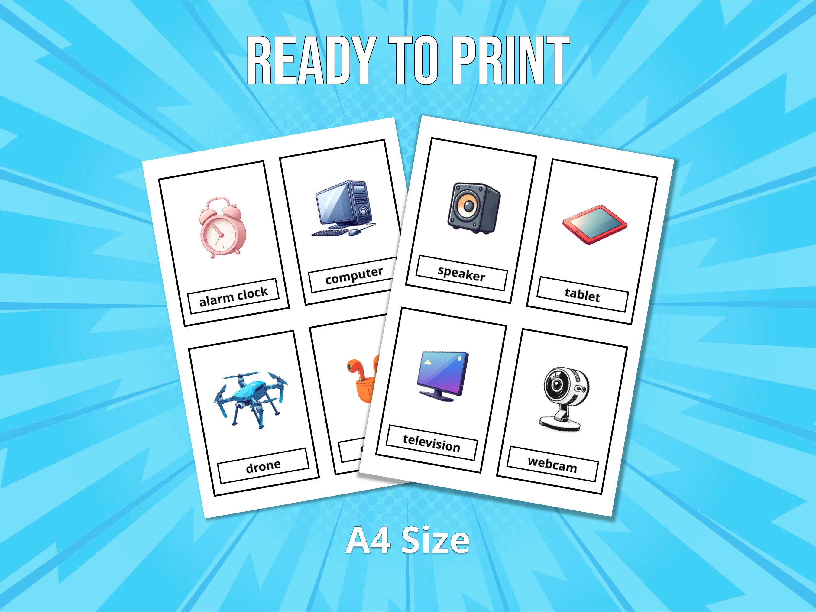 24 Digital Device Flash Cards Printable for Kids (montessori Cards ...