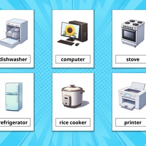 24 Home Appliances Flash Cards Printable for Kids montessori Cards ...