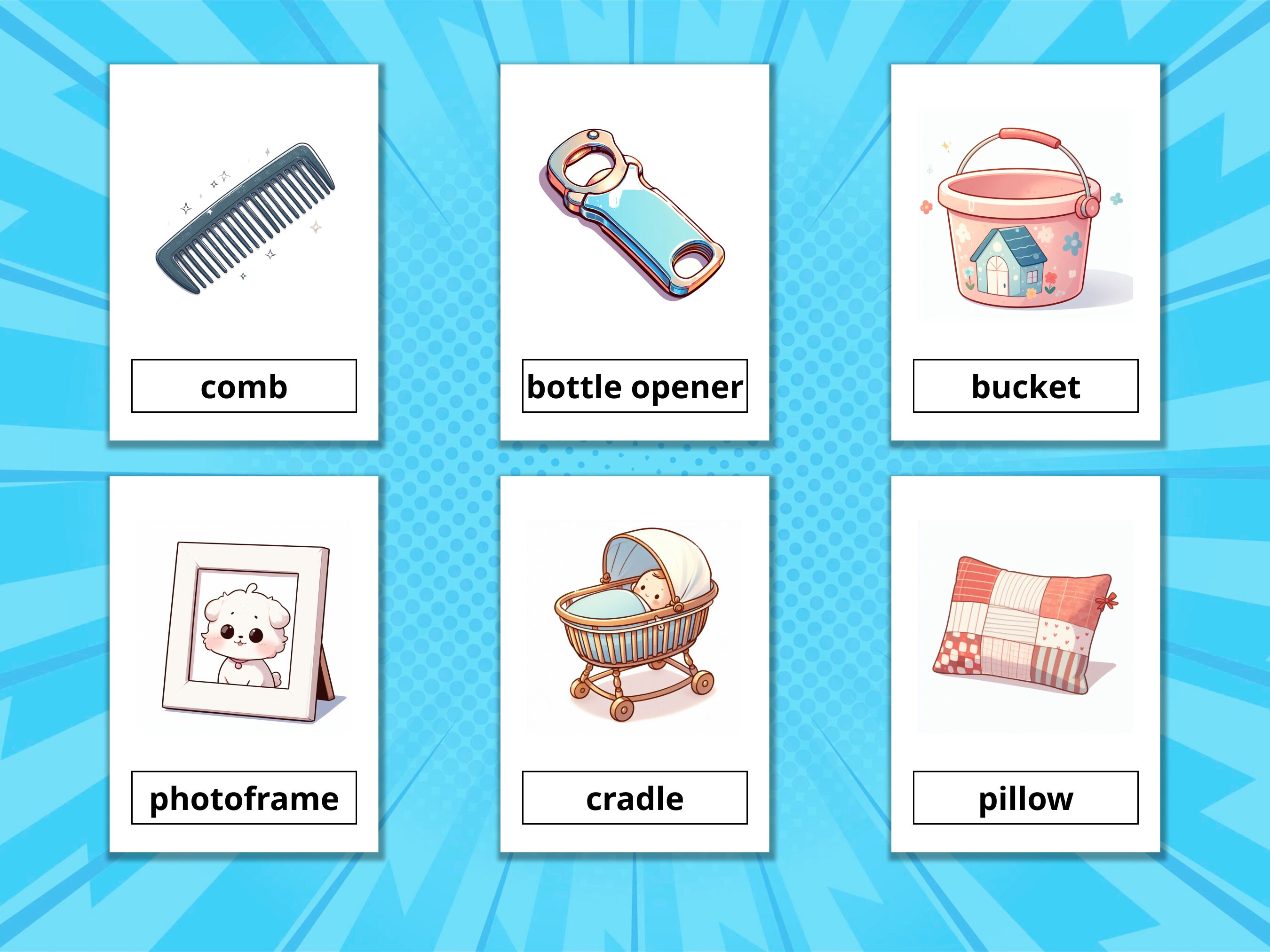 24 Household Items Flash Cards Printable for Kids (montessori Cards ...