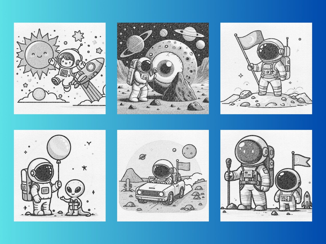 20 Astronaut Odyssey Coloring Page Book for Adult Kid Instant Download ...