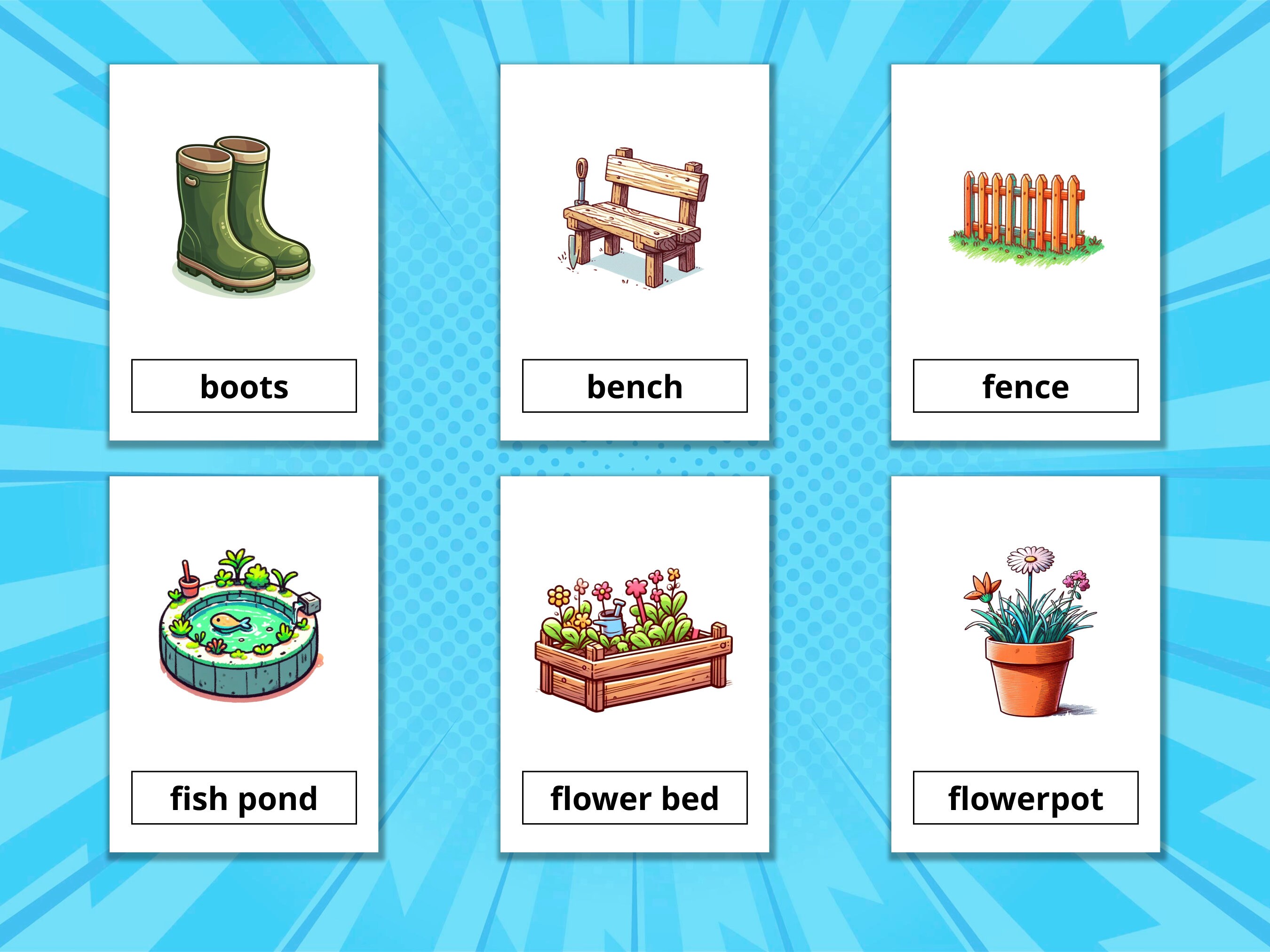 24 Garden Essentials Flash Cards Printable for Kids montessori Cards ...