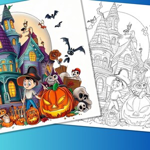20 Spooky Halloween Coloring Page Book for Adult Kid Instant Download ...