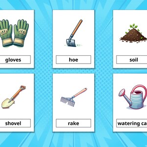 24 Garden Essentials Flash Cards Printable for Kids montessori Cards ...