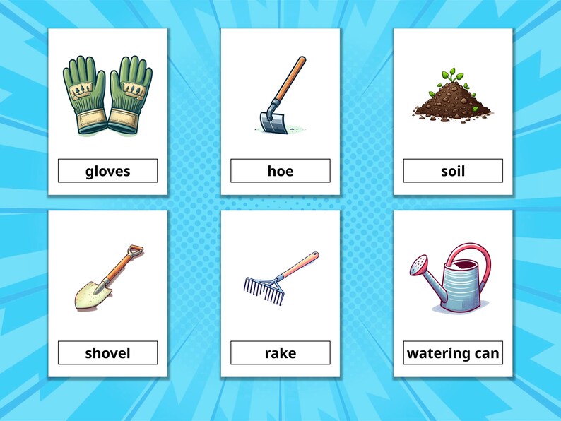 24 Garden Essentials Flash Cards Printable for Kids montessori Cards ...