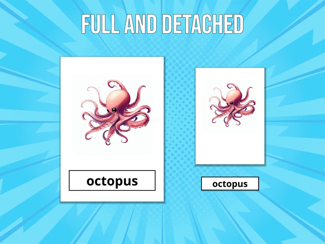 24 Under Sea Creatures Flash Cards Printable for Kids montessori Cards ...