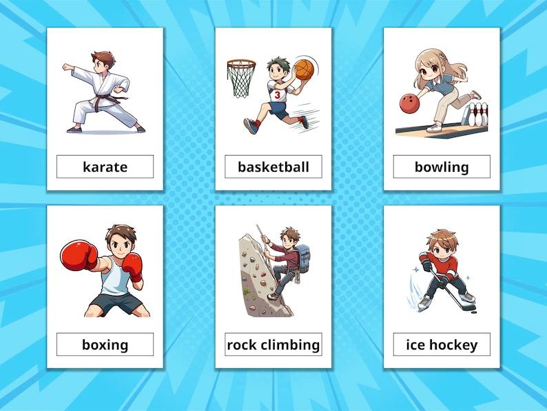 24 Sports Spectrum Flash Cards Printable for Kids (montessori Cards ...