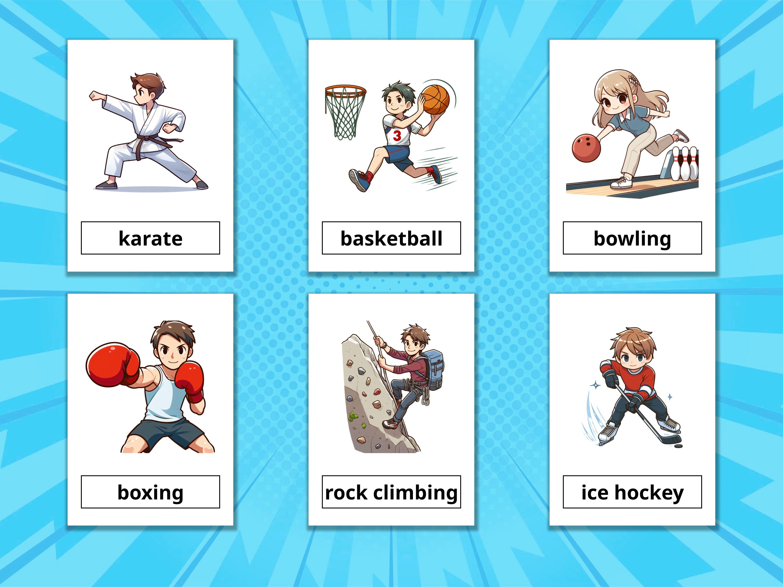24 Sports Spectrum Flash Cards Printable for Kids (montessori Cards ...