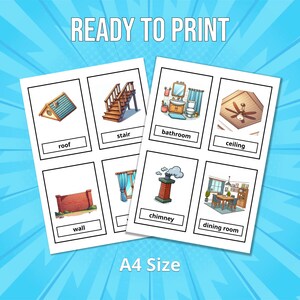 24 House Parts Flash Cards Printable for Kids (montessori Cards ...