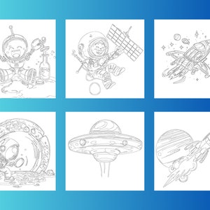 20 Space Adventure Coloring Page Book for Adult Kid Instant Download ...
