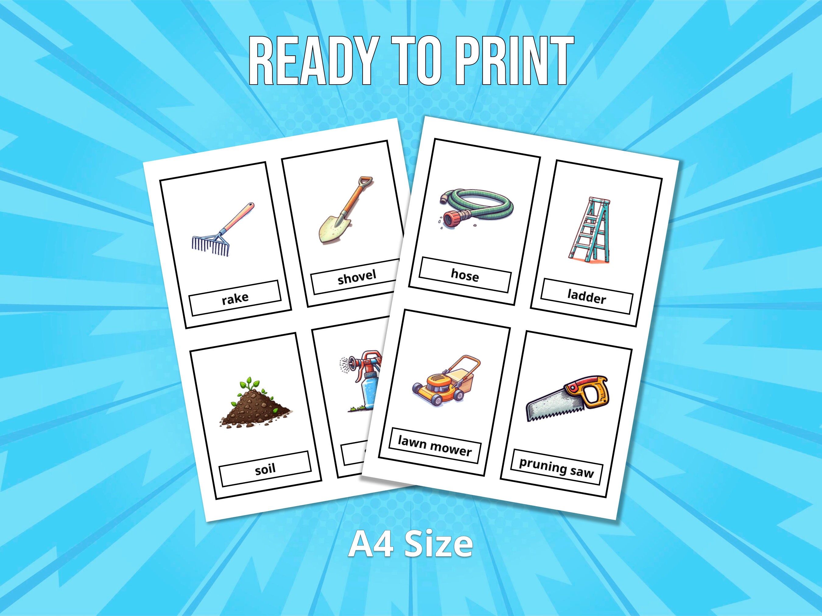 24 Garden Essentials Flash Cards Printable for Kids montessori Cards ...