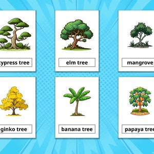 24 Botanical Trees Flash Cards Printable for Kids (montessori Cards ...