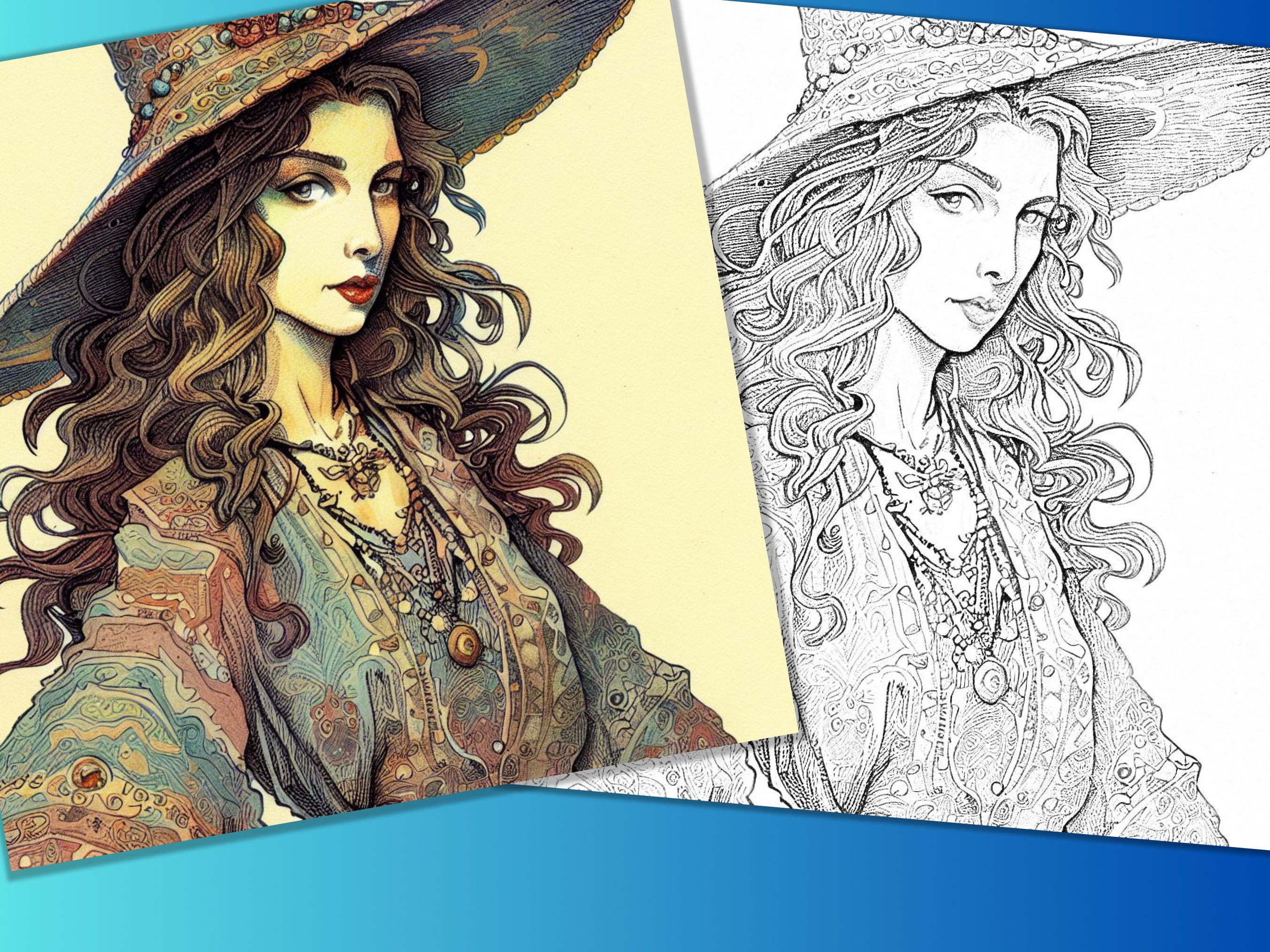 40 Enchanted Witch Coloring Page Book for Adult Kid Instant Download ...