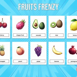 24 Fruits Frenzy Flash Cards Printable for Kids montessori Cards ...