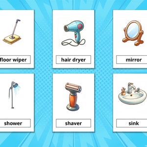 24 Bathroom Essentials Flash Cards Printable for Kids (montessori Cards ...