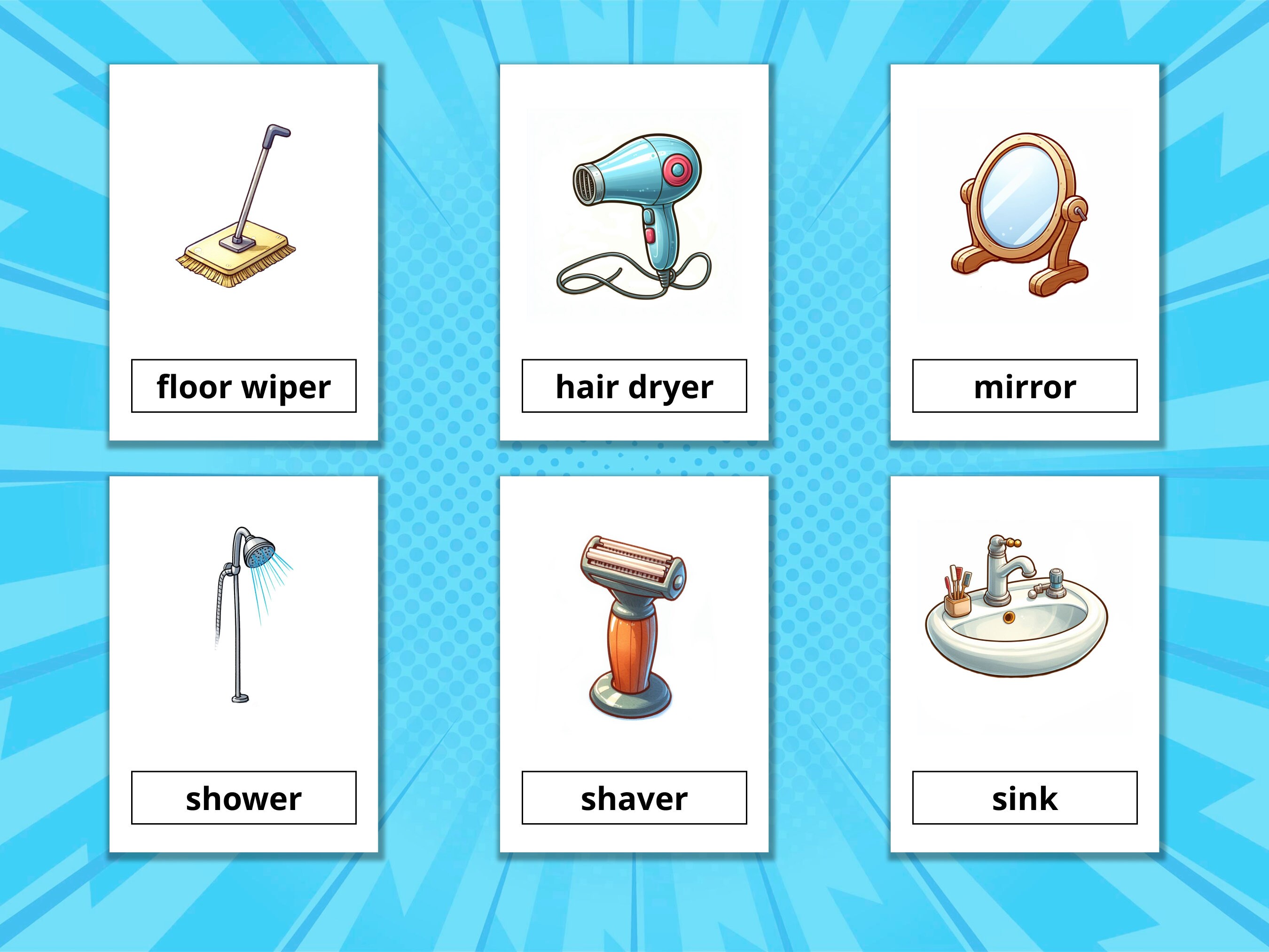 24 Bathroom Essentials Flash Cards Printable for Kids (montessori Cards ...