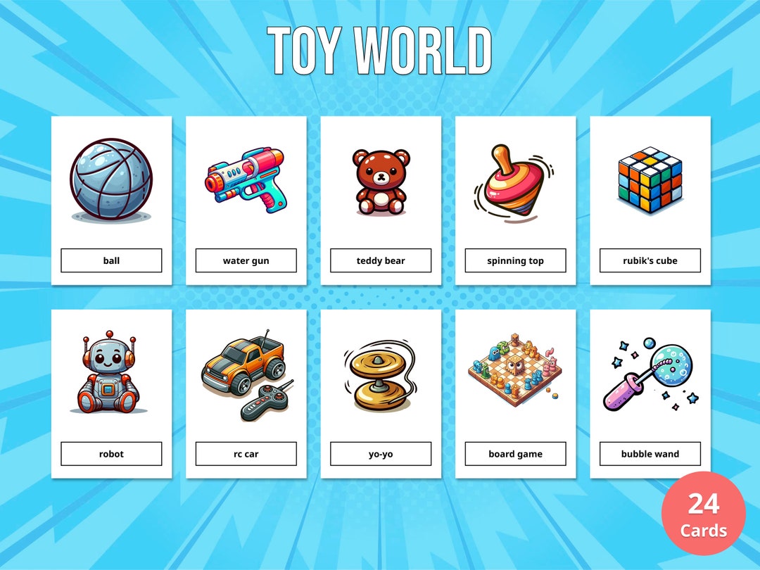 24 Toy World Flash Cards Printable for Kids (montessori Cards ...