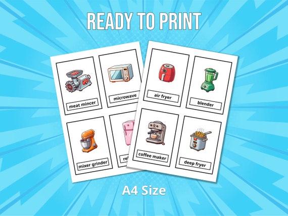 Kitchen Utensils Appliances Flash Cardposter 1