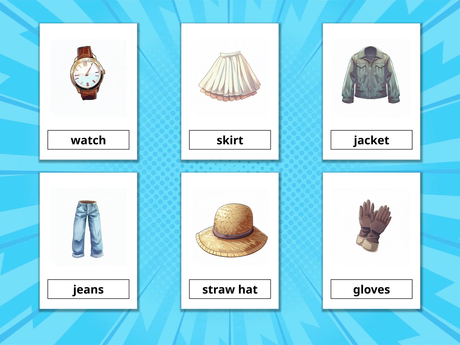 24 Clothes Closet Flash Cards Printable for Kids montessori Cards ...