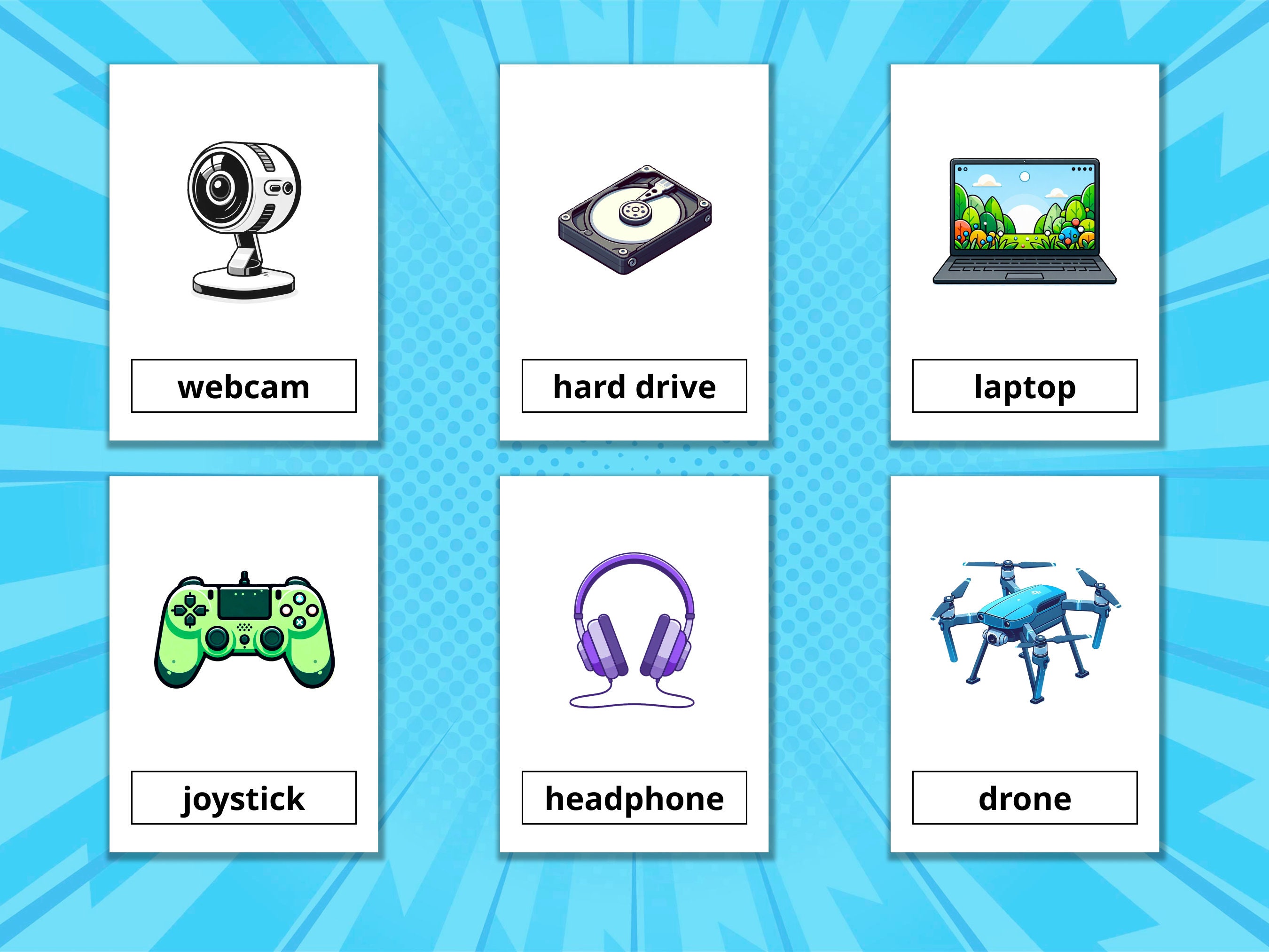 24 Digital Device Flash Cards Printable for Kids (montessori Cards ...