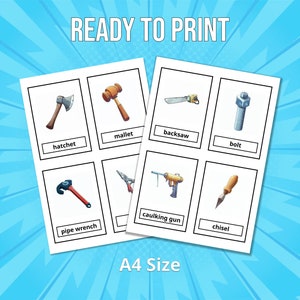 24 Warehouse Tools Flash Cards Printable for Kids (montessori Cards ...