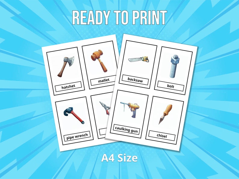 24 Warehouse Tools Flash Cards Printable for Kids (montessori Cards ...