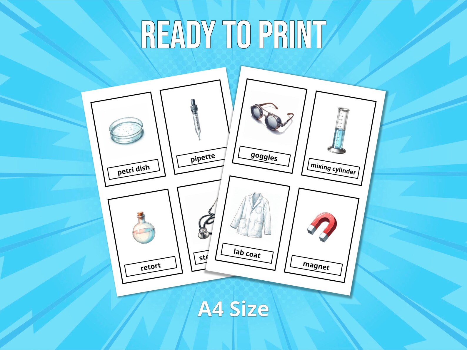 24 Laboratory Equipment Flash Cards Printable for Kids (montessori ...