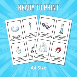 24 Laboratory Equipment Flash Cards Printable for Kids (montessori ...