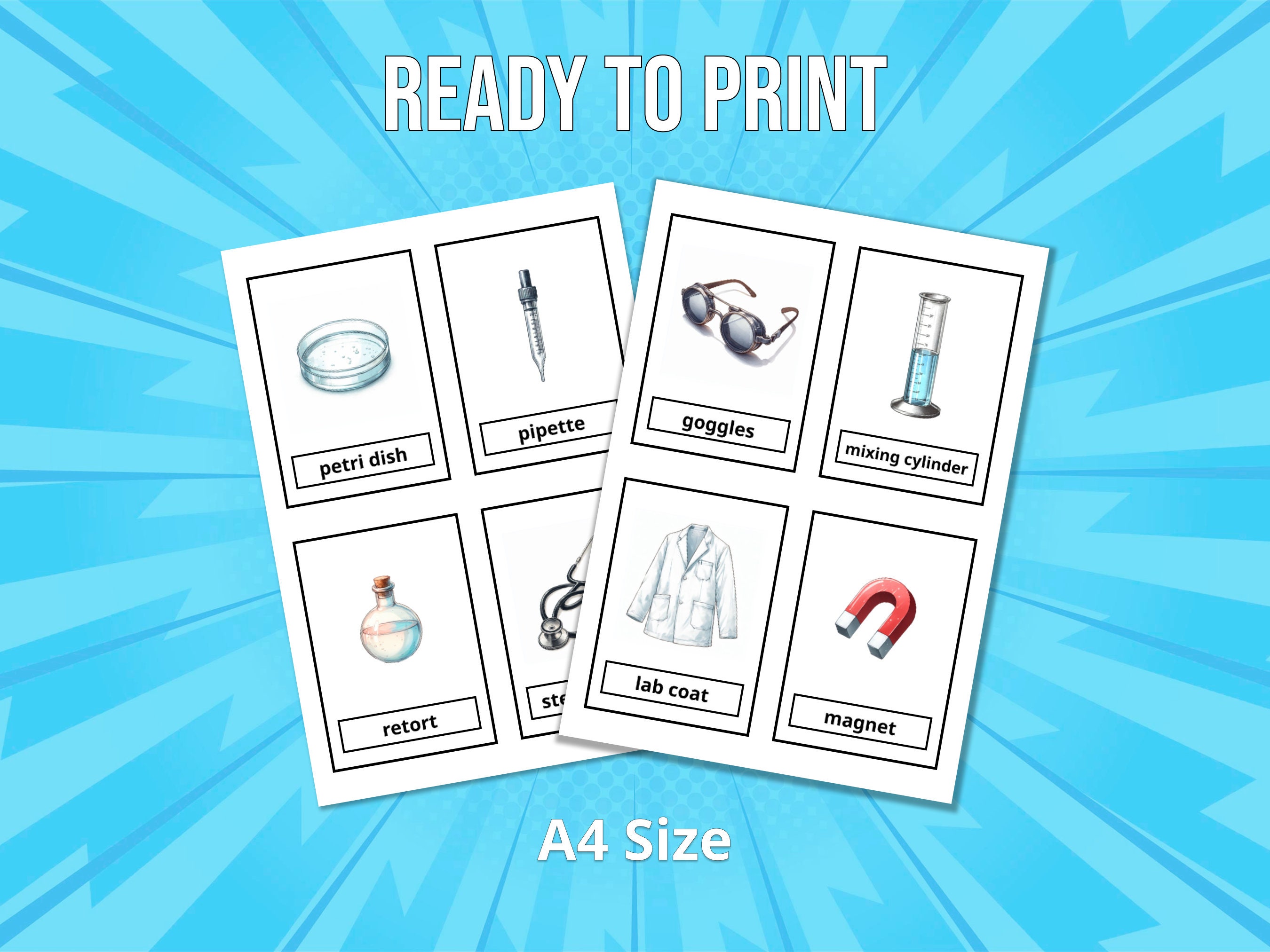 24 Laboratory Equipment Flash Cards Printable for Kids (montessori ...