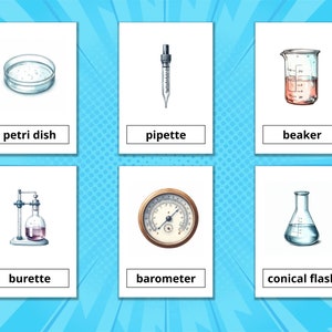 24 Laboratory Equipment Flash Cards Printable for Kids (montessori ...