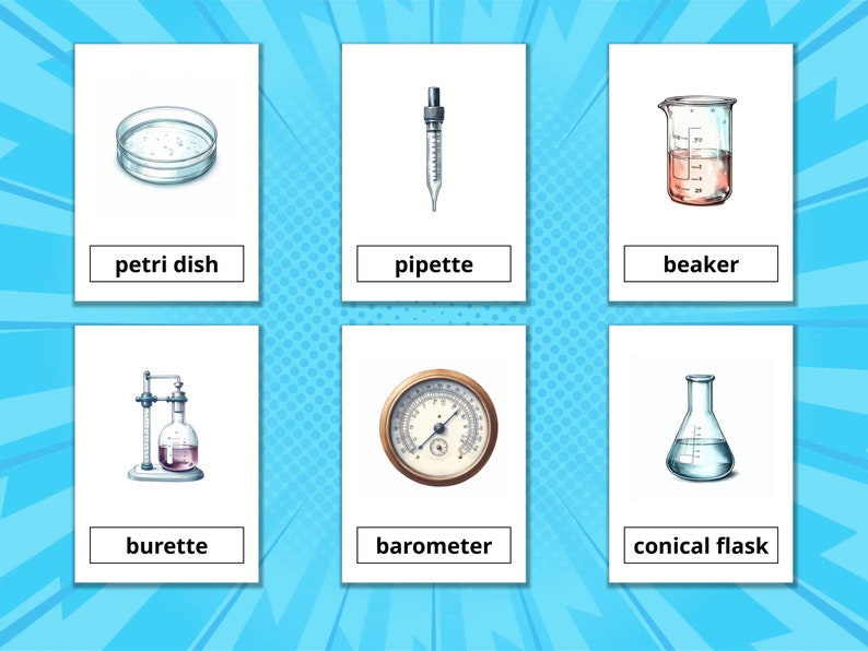 24 Laboratory Equipment Flash Cards Printable for Kids (montessori ...