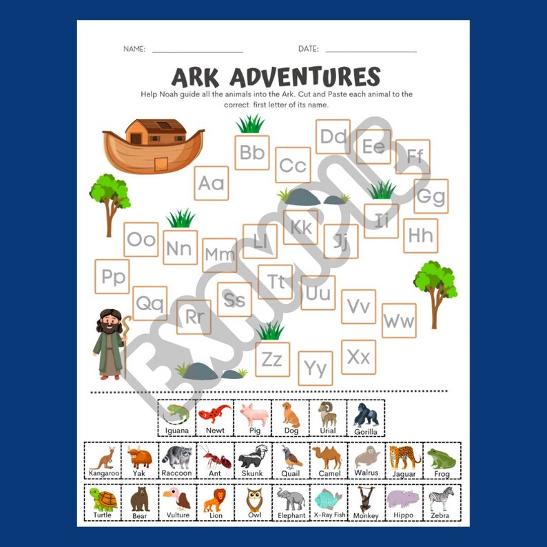 Noah's Ark| Abc's| Cut & Paste| Preschool Worksheet|printable ...