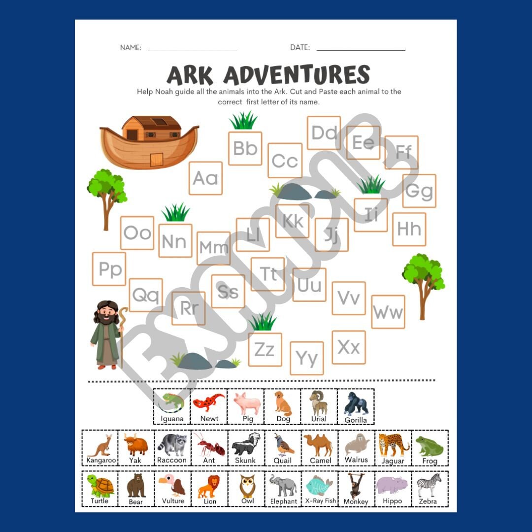 Noah's Ark Abc's Cut & Paste Preschool - Etsy