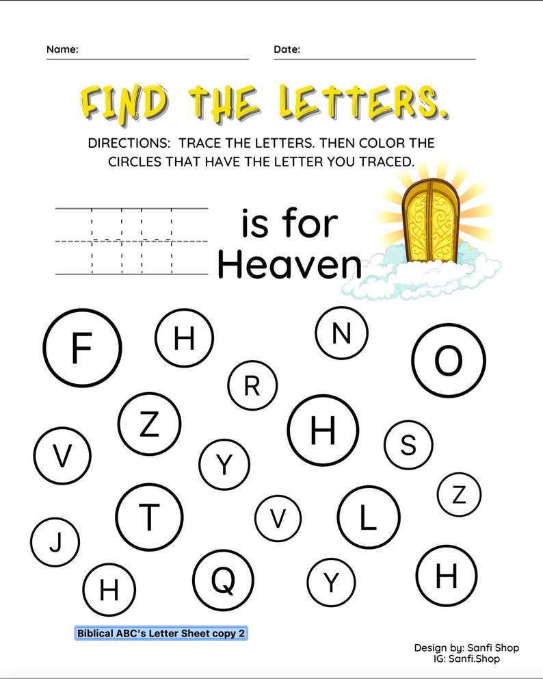 Biblical ABC Worksheets| Preschool Worksheets| Preschool Printable ...