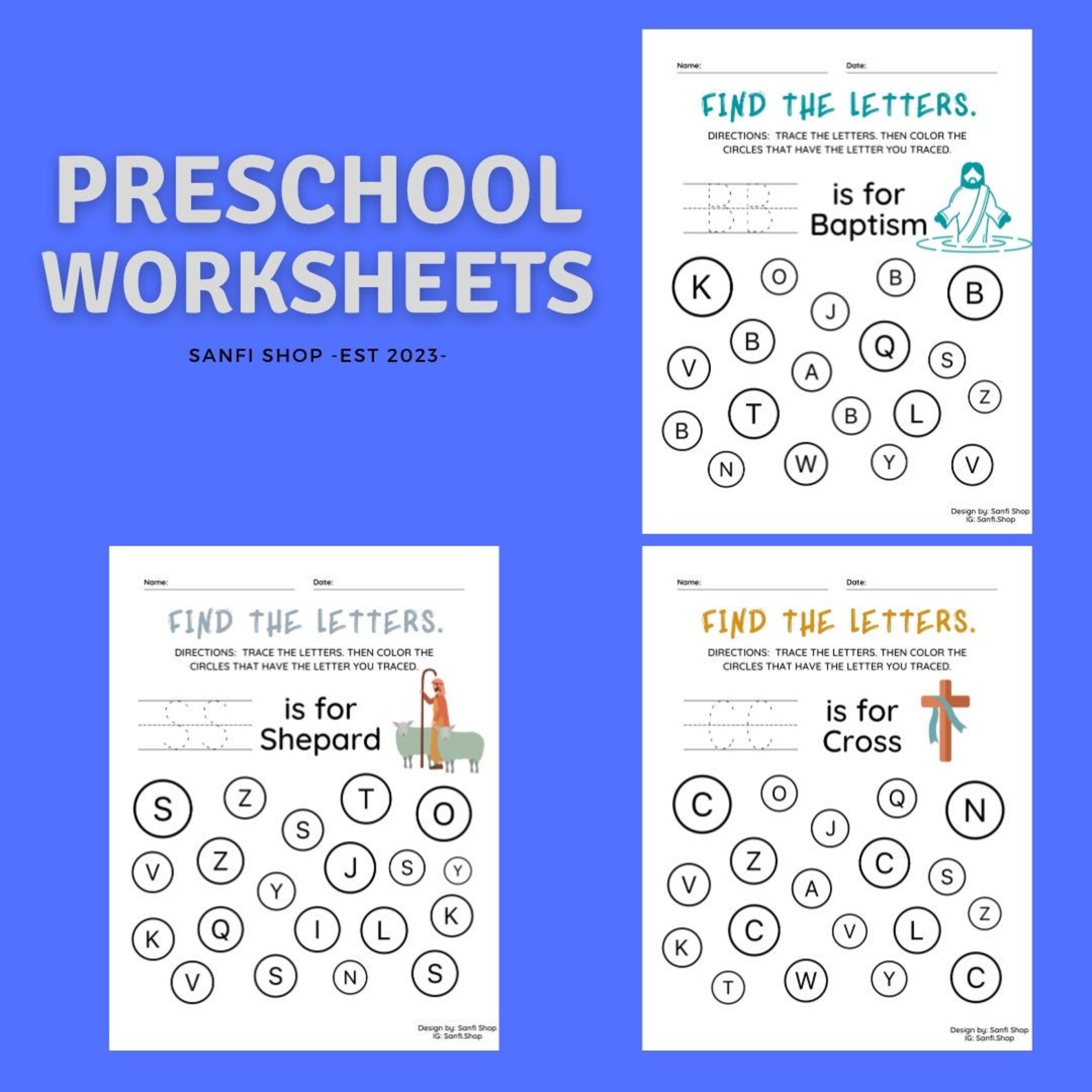 Biblical ABC Worksheets| Preschool Worksheets| Preschool Printable ...