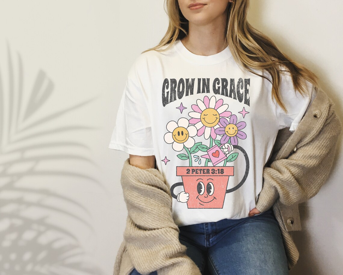 Christian Graphic Tees Christian Shirts Grow in Grace Shirt - Etsy