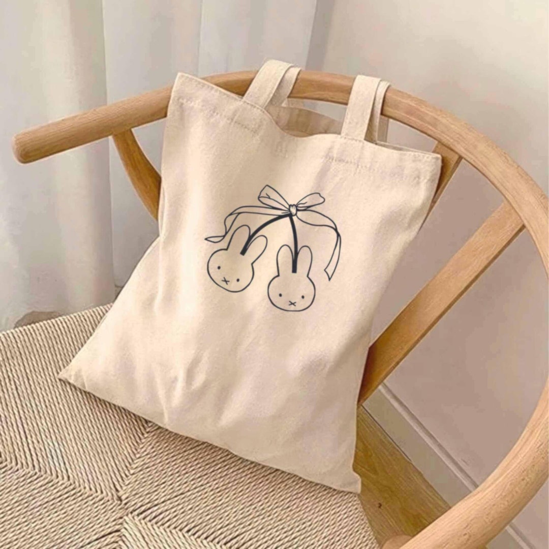 Miffy Coquette Tote Ribbon Canvas Tote Bag Miffy Bunny Tote Y2k Cherry ...