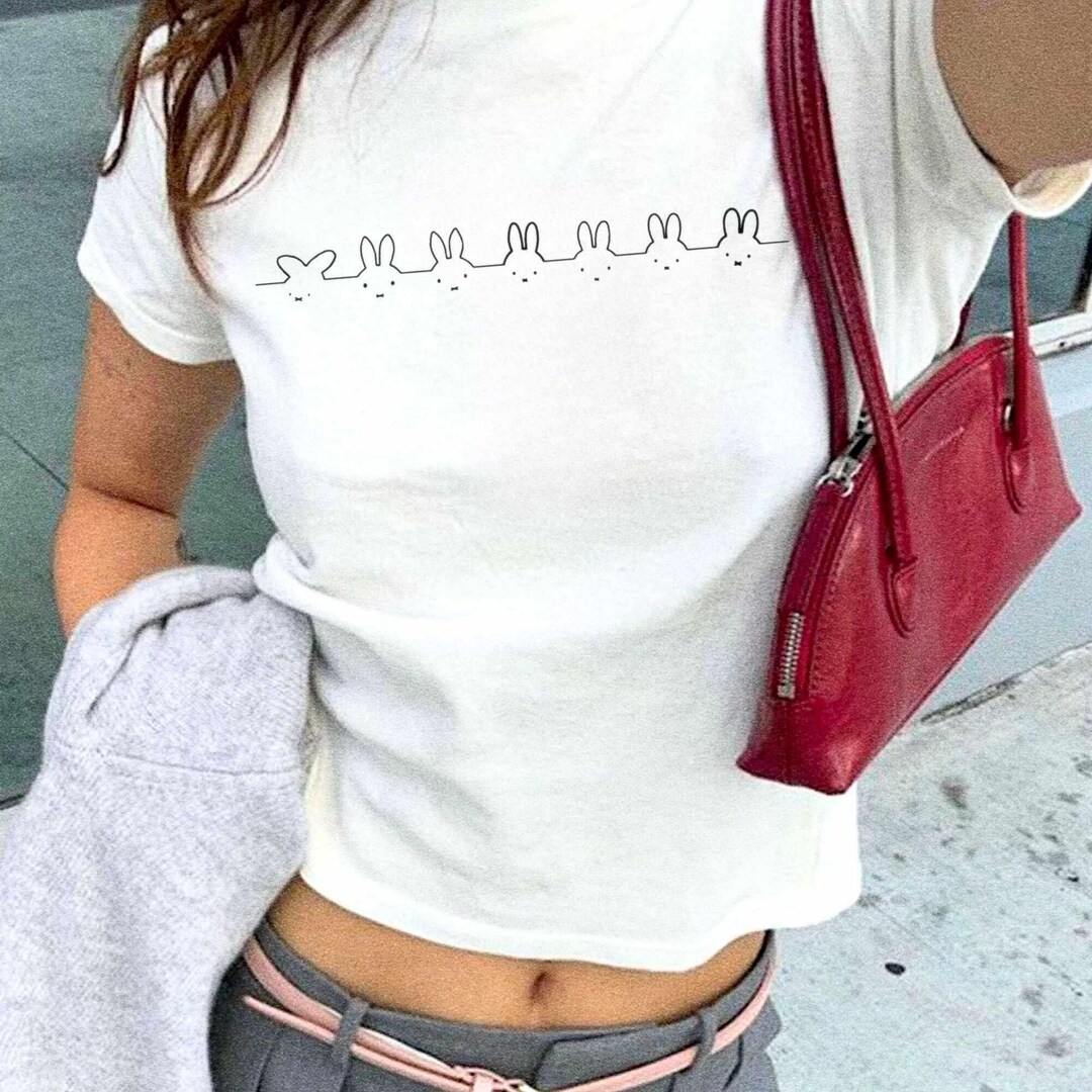 Miffy Snow Melting T-shirt Y2K Miffy Minimalistic Baby Tee Miffy ...