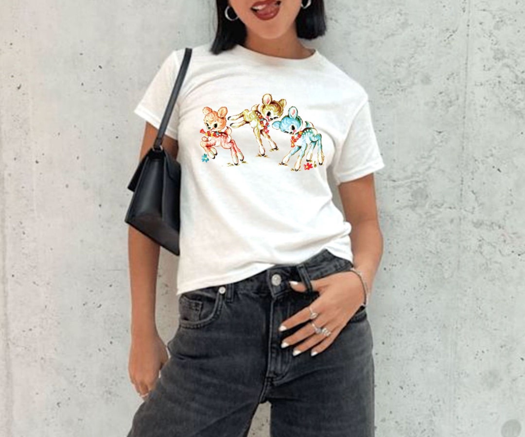 Retro 50s Kitsch Animal Tee Bambi Deer Fawn Dollette Coquette Y2K ...