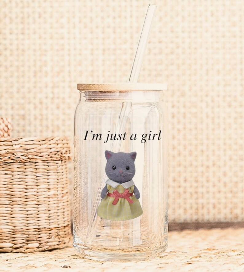 Cute Kitten Cat Memes Cat Glass Cup Sipper Glass Libbey Glass Coquette ...