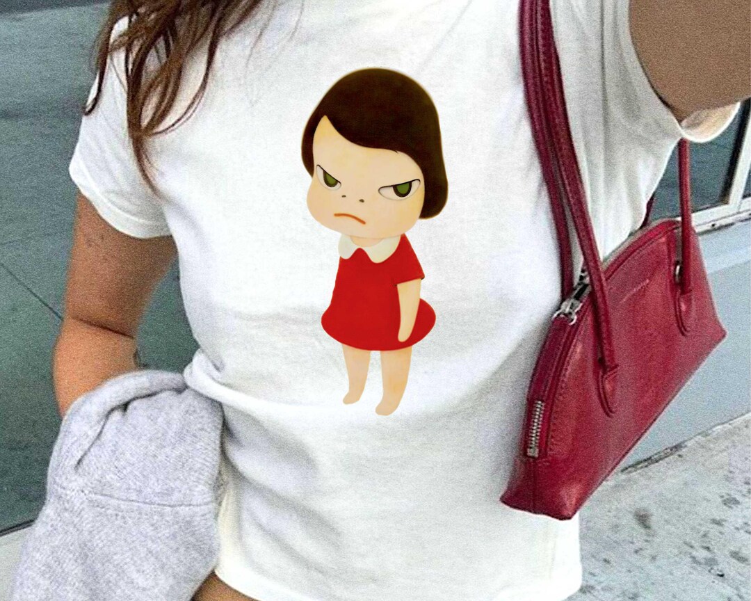 Yoshitomo Nara Red Dress Knife Behind Back Girl T-shirt Y2K Baby Tee ...