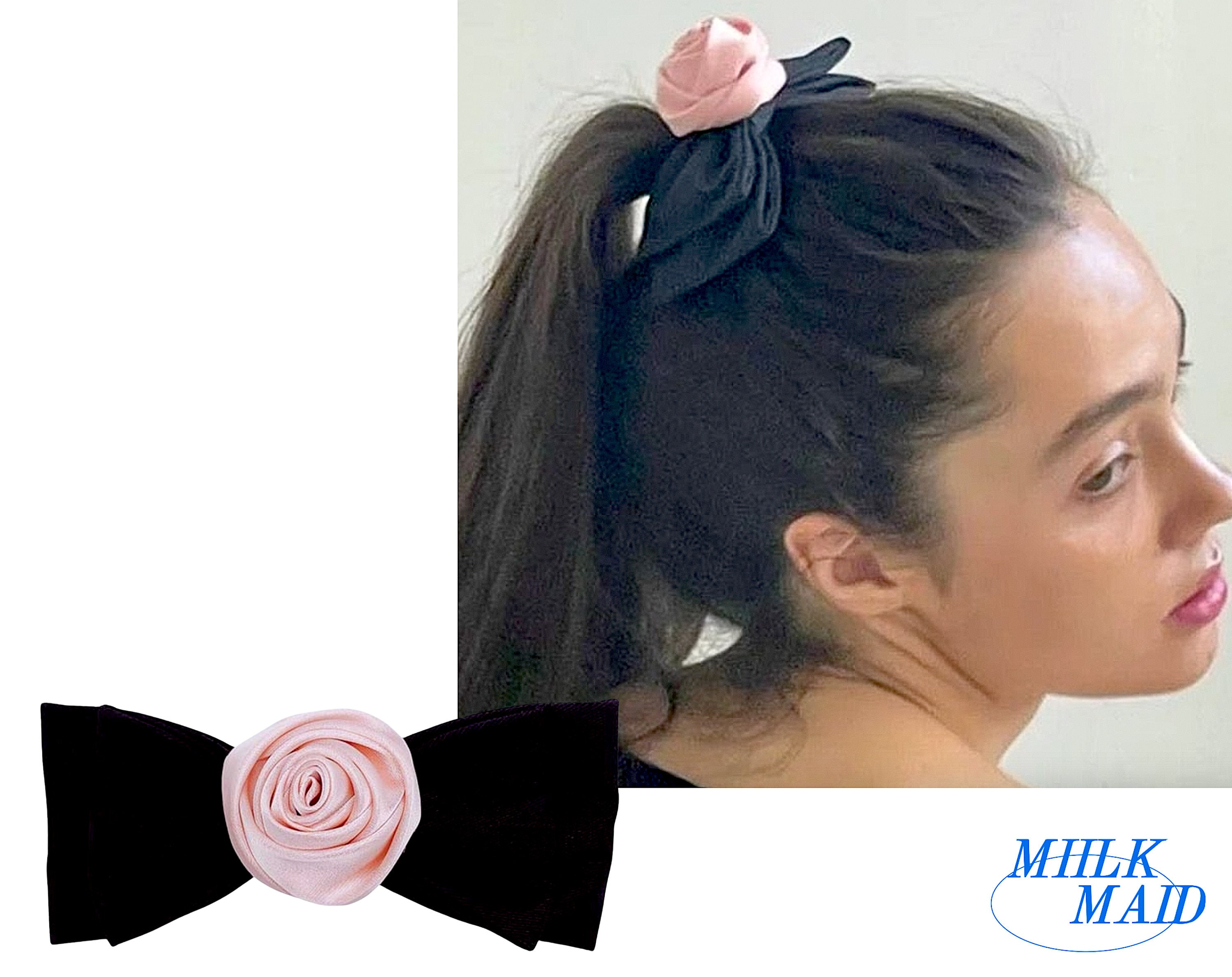 Y2K Flower Hair Clip Rose Pink Scrunchies Satin Rose Hair Clip Dollette ...