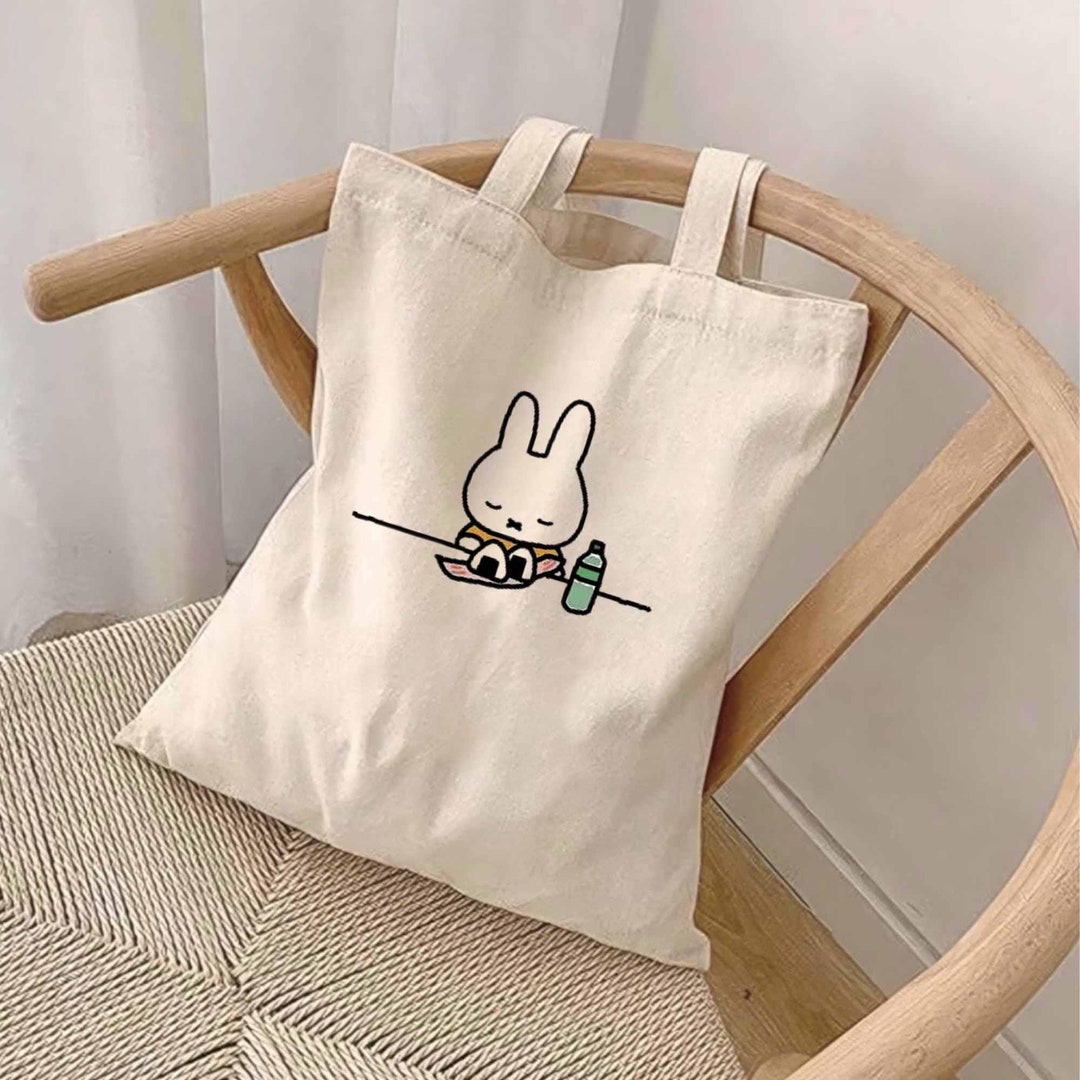 Miffy Tote Miffy Bunny Eating Lunch Canvas Tote Bag Miffy Onigiri ...