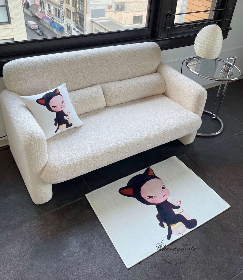 Yoshitomo Nara Emo Cat Girl Rug Carpet Area Mat Yoshitomo Nara Kitty ...