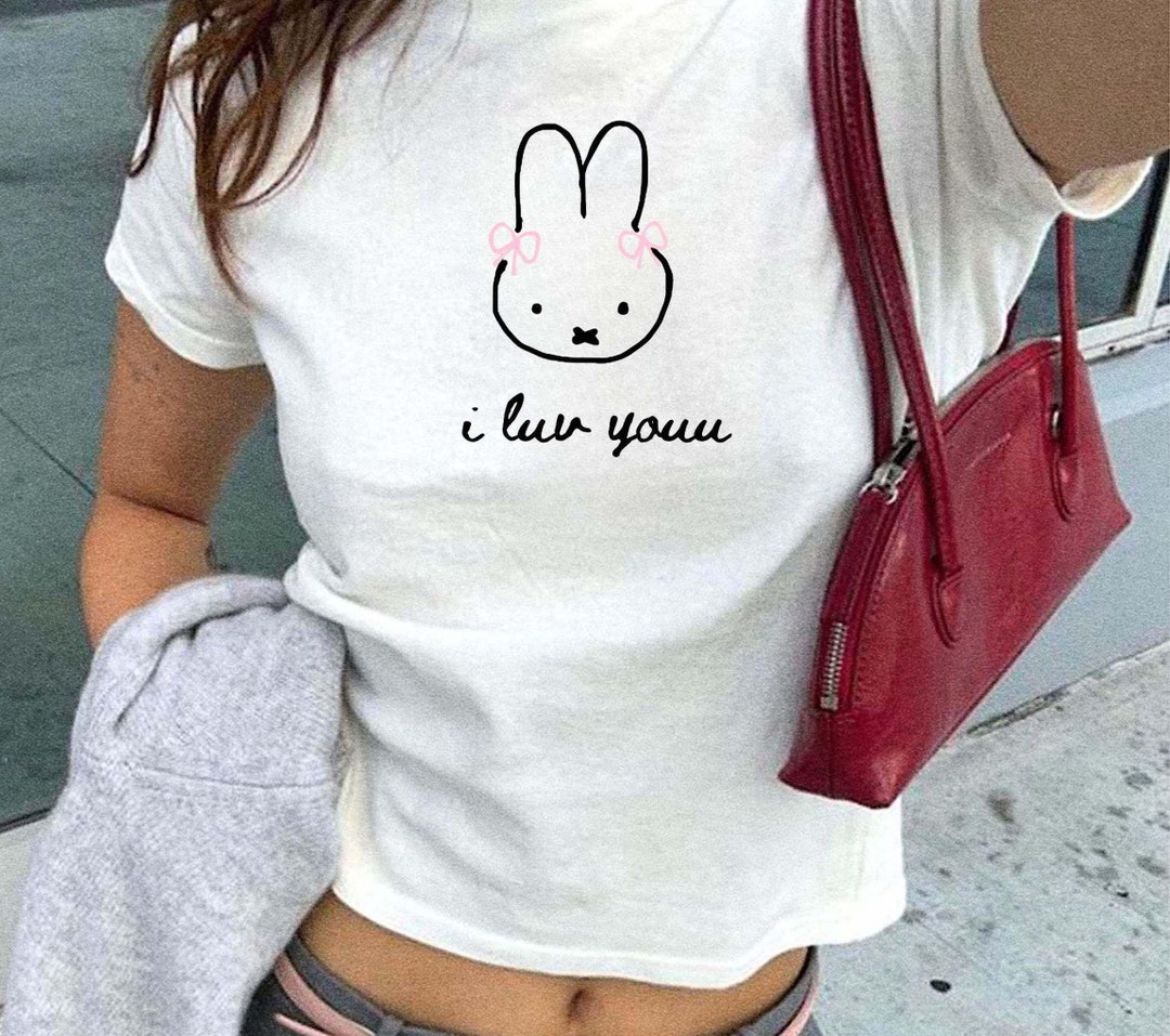 Miffy Coquette Ribbon Baby Tee Miffy Luv You Bunny Ribbon Bow Y2K Baby ...