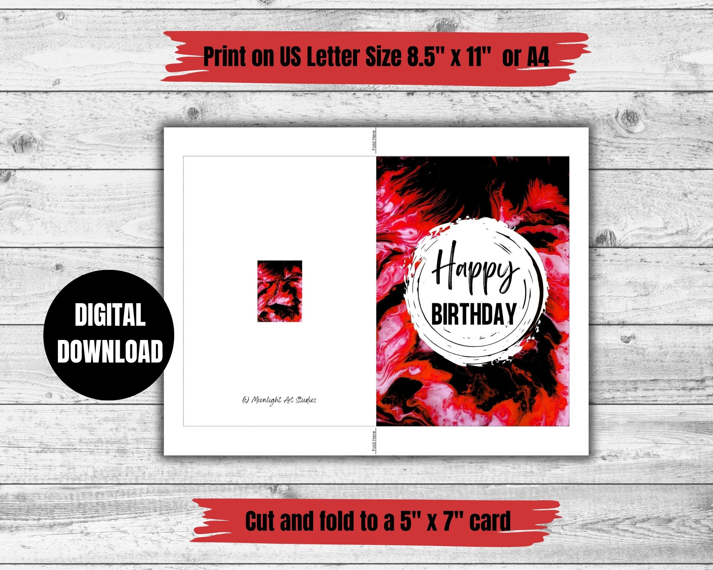 Happy Birthday Printable Greeting Card, Birthday Card, Happy Birthday ...