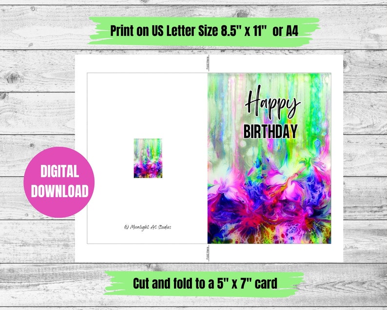 Happy Birthday Printable Greeting Card Birthday Card Happy - Etsy