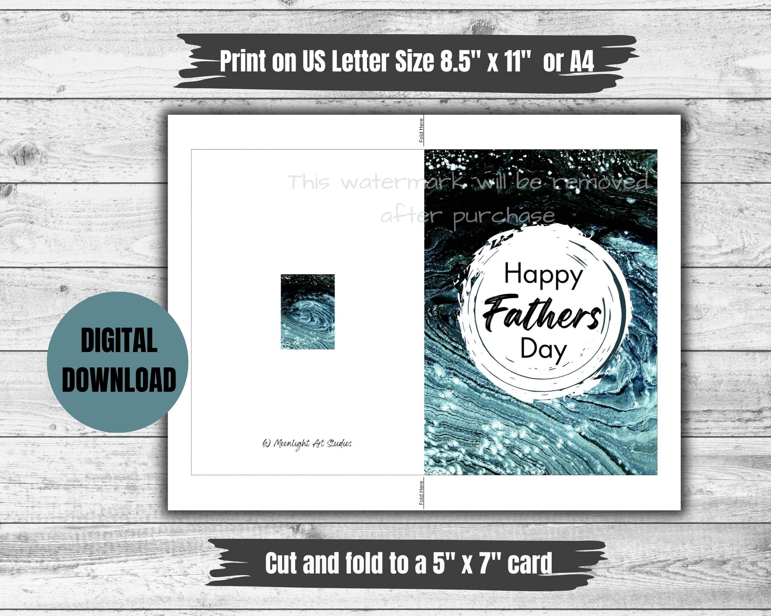 Fathers Day Printable Greeting Card, Fathers Day Card, Father's Day ...
