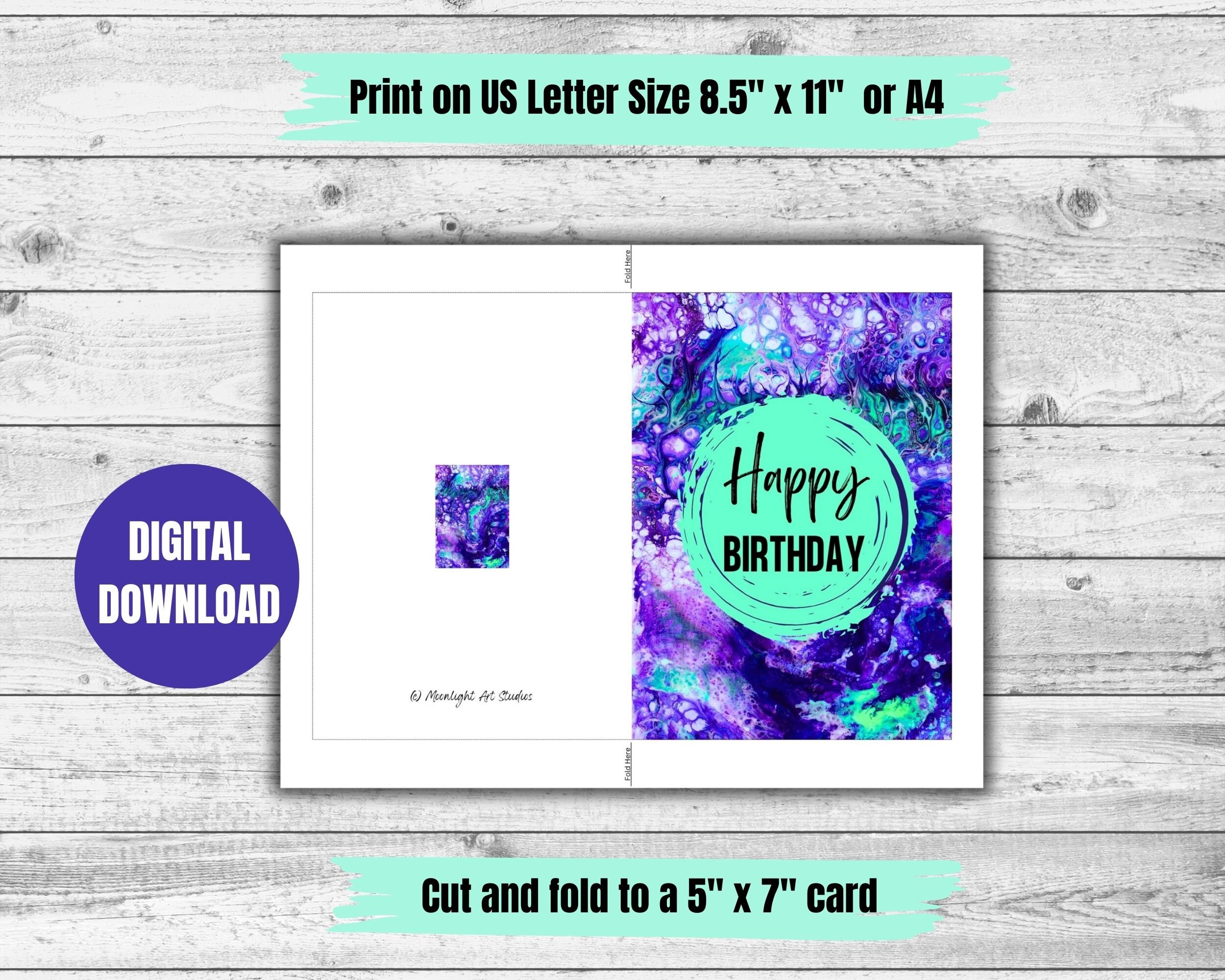 Happy Birthday Printable Greeting Card, Birthday Card, Happy Birthday ...