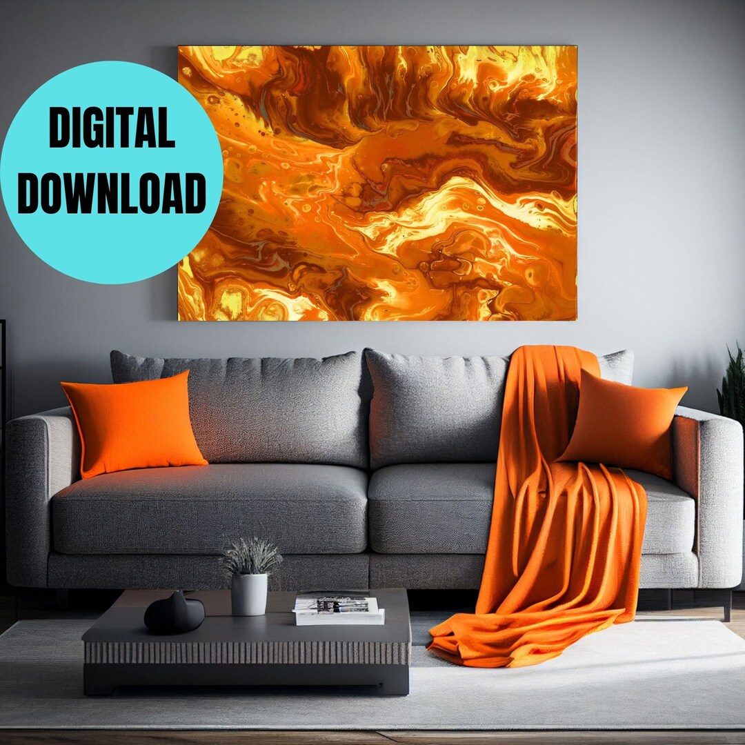 Magma, Digital Art, Printable Wall Art, Fluid Art, Abstract, Paint Pour ...