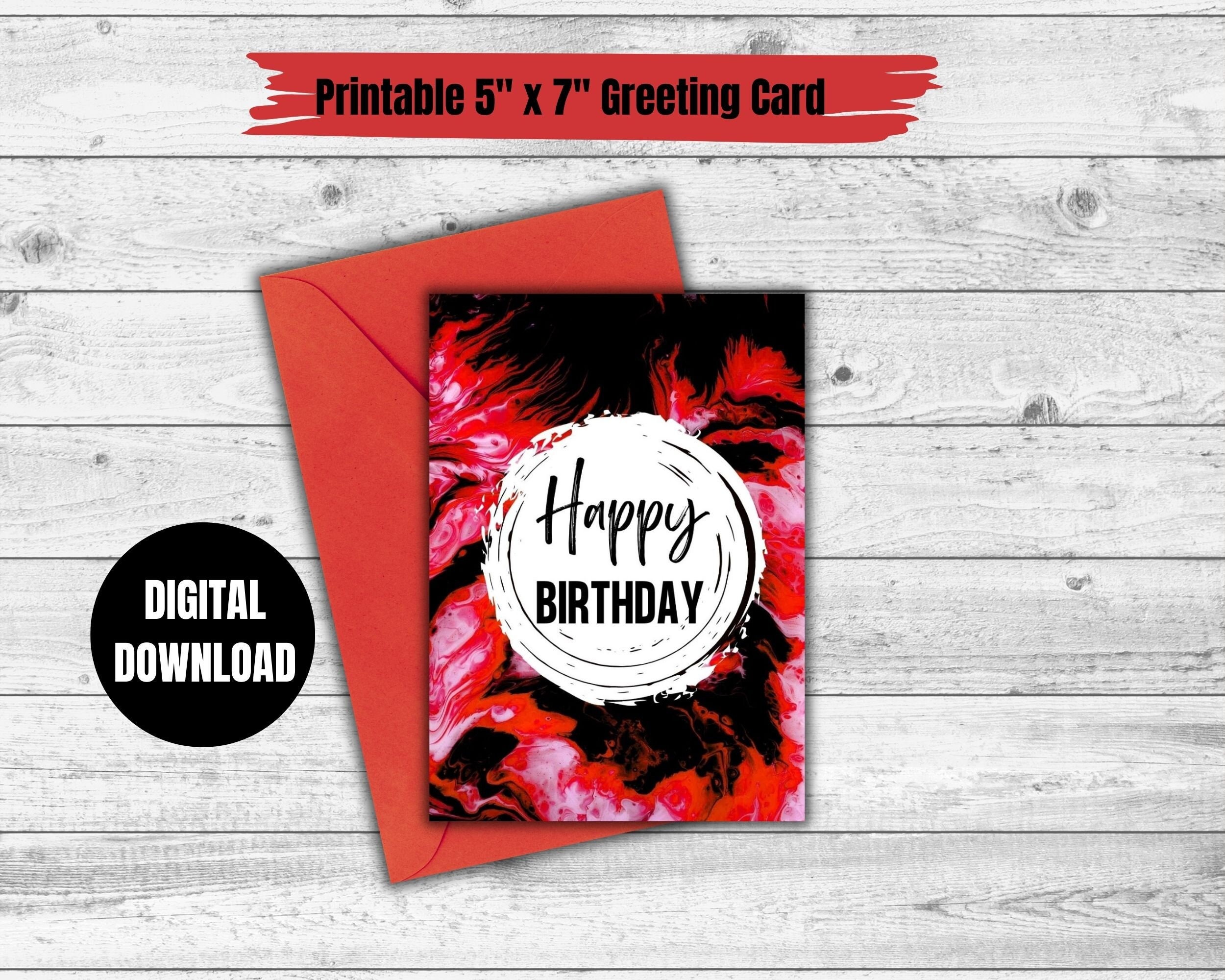 Happy Birthday Printable Greeting Card, Birthday Card, Happy Birthday ...